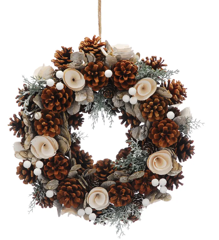 36cm frosted wreath with cream swirl petals - Pennells Garden Centres