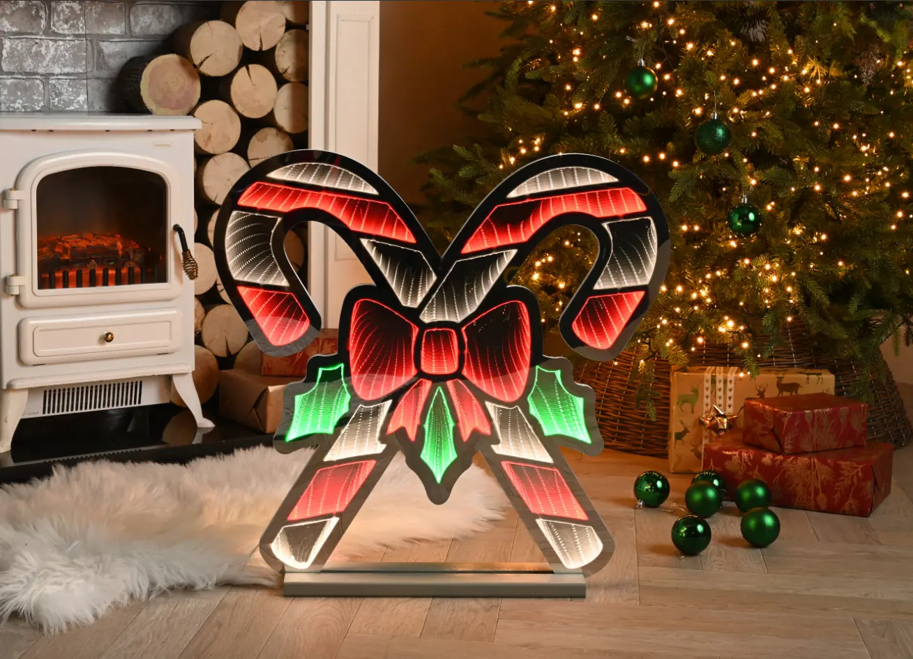 60cm Infinity Light Crossed Candy Canes - Pennells Garden Centres