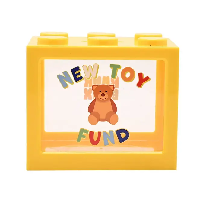 Bank Blox Yellow Money Box - New Toy Fund - Pennells Garden Centres