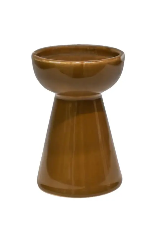 Bowen Pillar Candle Holder Fawn H14cm D9cm - Pennells Garden Centres