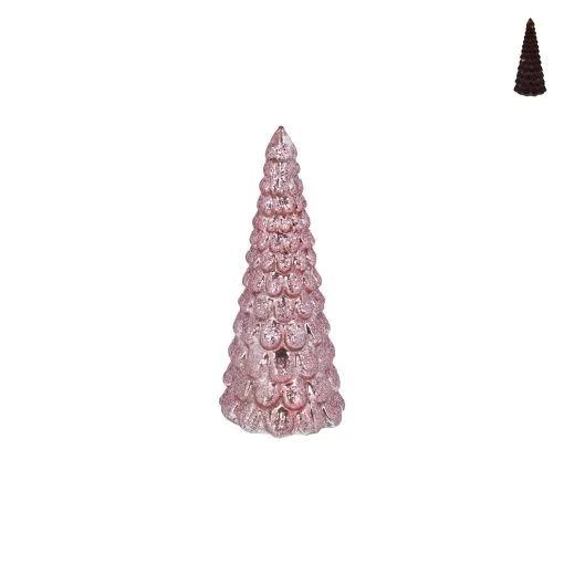 Pink Glass LED Tree Orn, Sml - Pennells Garden Centres