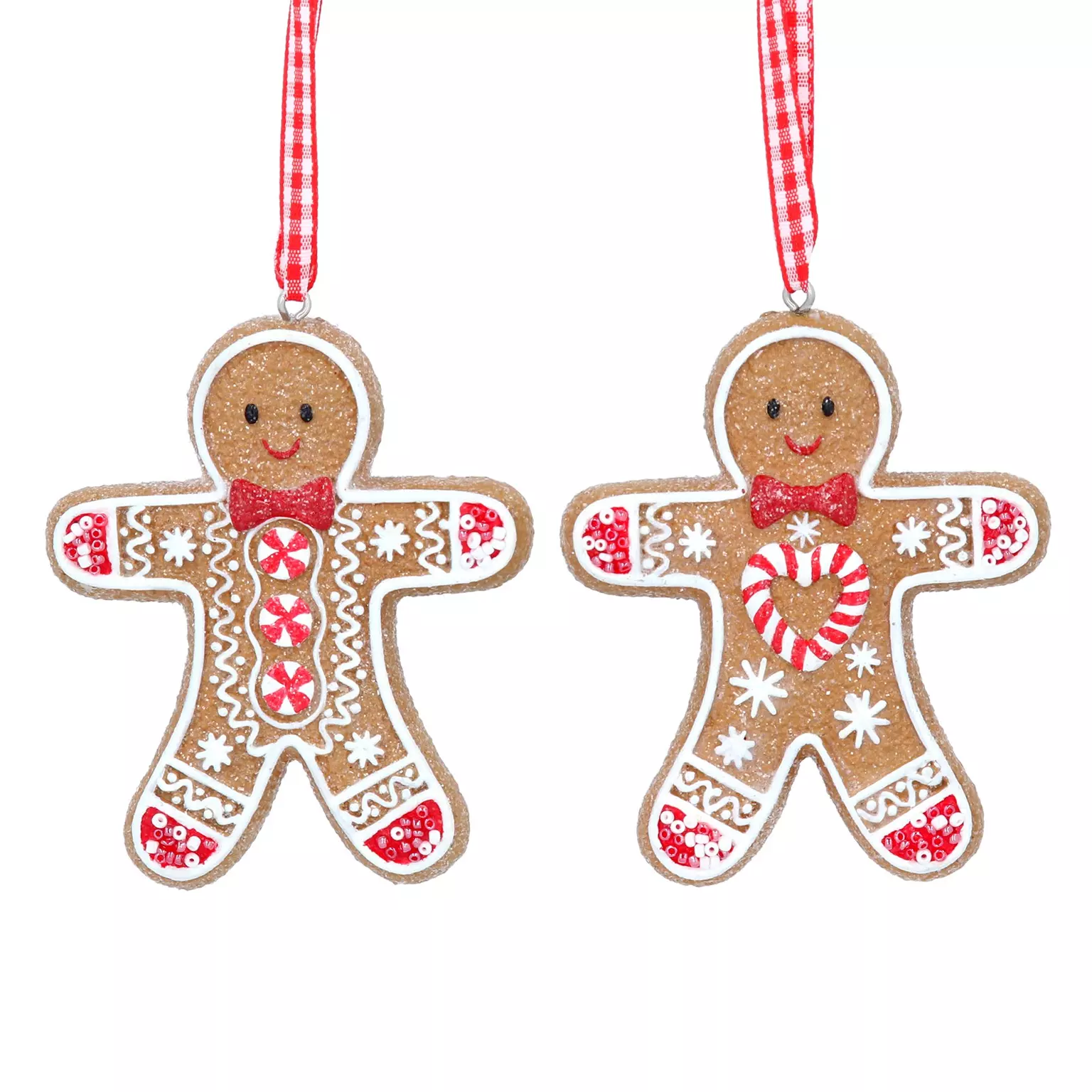 Resin Gingerbread Man Dec w Gingham Loop, Lge, - Pennells Garden Centres