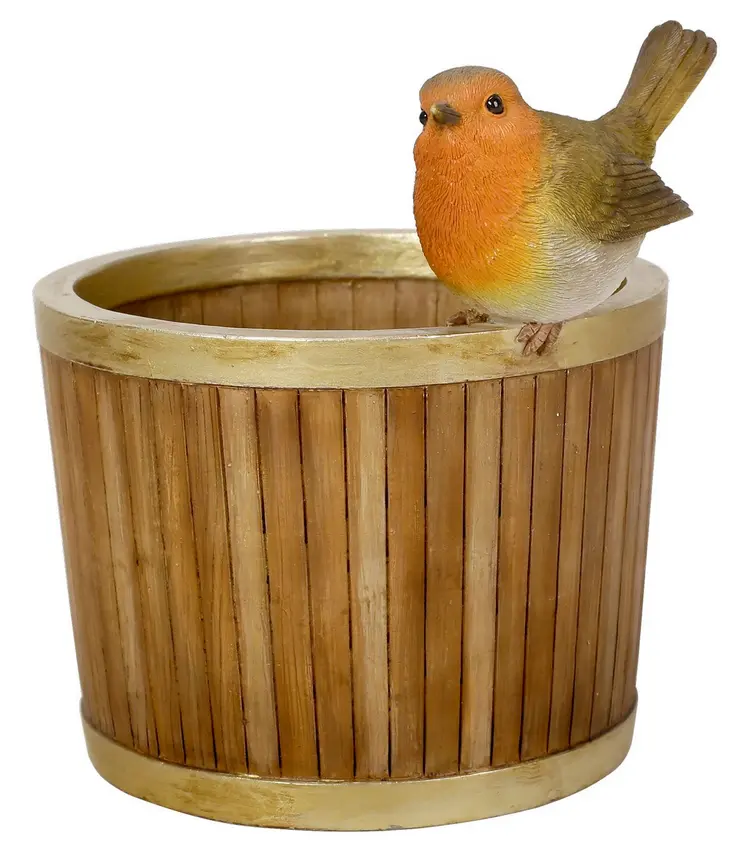 Vivid Arts Robin on Cylinder Planter - BS-RB15-D - Pennells Garden Centres